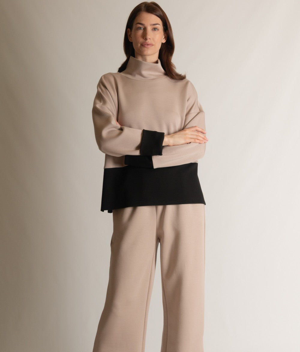 Taupe and Black Scuba Colorblock Mock Neck Set – Janie Rose Boutique